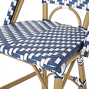 Christopher Knight Home 314446 Kinner Outdoor Barstool, Navy Blue + White + Bamboo Print Finish