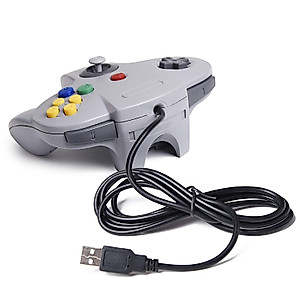 MODESLAB USB N64 Controller,Retro Classic Wired 64 Bit Remote Gamepad Joystick for Windows PC Linux Mac Raspberry Pi 3 - Gray