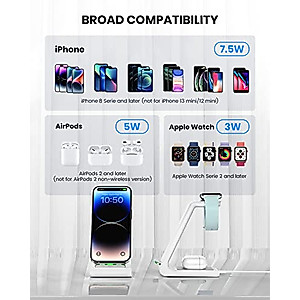 Wireless Charging Stand, GEEKERA 3 in 1 Wireless Charger Dock Station for iPhone 14 Pro Max/14 Pro/14 Plus/13/12/11/X/8 Series, Apple Watch Ultra/SE/8/7/6/5/4/3/2, AirPods Pro/3, Samsung Qi Phones