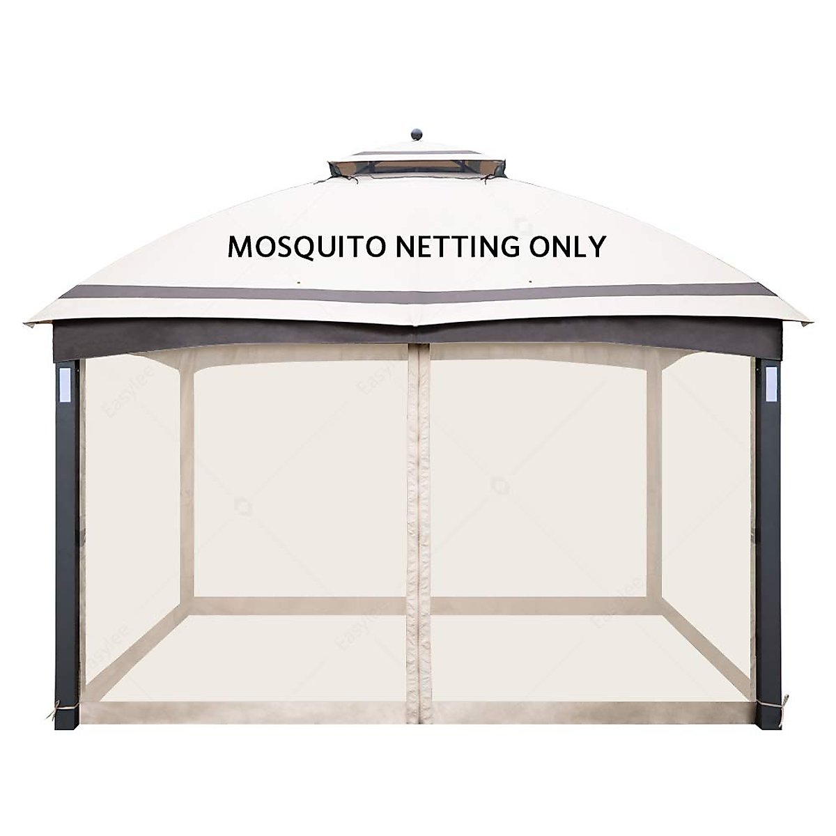 EasyLee Gazebo 10x10 Replacement Mosquito Netting, 4-Panel Screen Walls for Outdoor Patio with Zipper, Universal Mosquito Net for Tent Only (Beige)