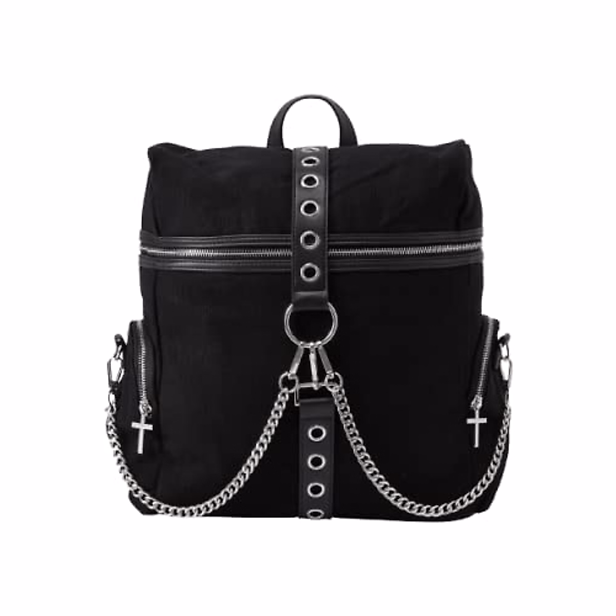 Killstar Double Crossed Gothic Punk Chains Buckle Crosses Backpack