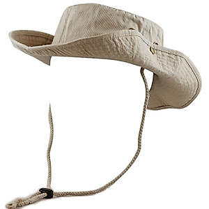The Hat Depot 300N1510 Wide Brim Foldable Double-Sided Outdoor Boonie Bucket Hat (L/XL, 2. Cotton - Khaki)