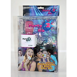 Party2Go Bluetooth Karaoke Microphone and Disco Ball Set (Pink)