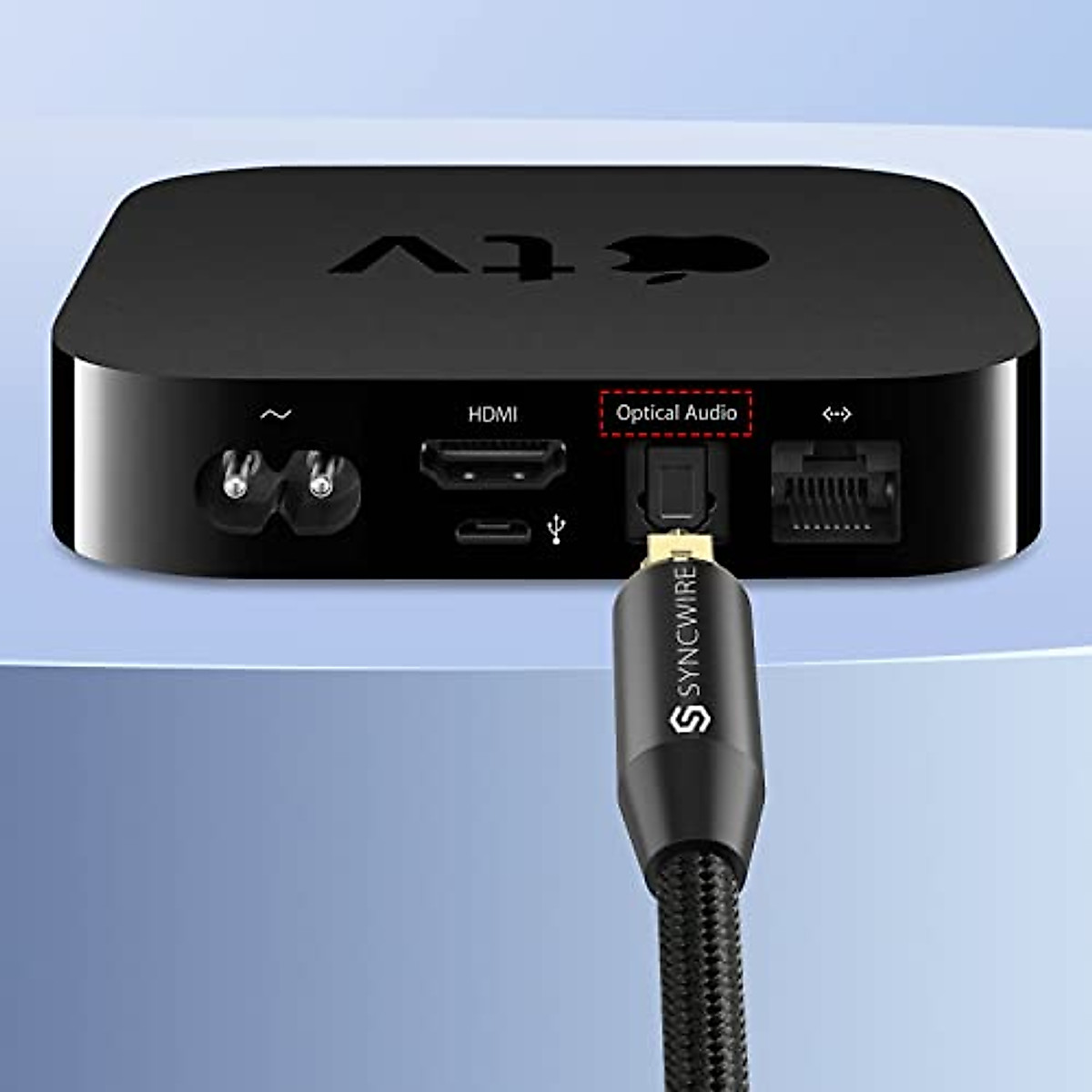 Syncwire Digital Optical Audio Cable 10 Feet, [24K Gold-Plated, Durable Nylon] Fiber Optic Toslink Cord Compatible with Sound Bar, Home Theater, TV, Playstation, Samsung Black