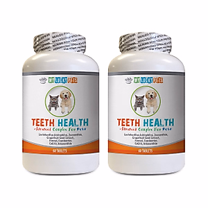 MY LUCKY PETS LLC Dog Dental Treats Large Breed - PET Teeth Health AID - Dogs and Cats - Immune Boost - Gum and Oral Care - coq10 for Dogs chewable - 2 Bottles (120 Tablets)