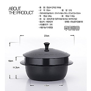 Hansang IH Induction Ceramic Cauldron Korean Traditional Pot All Heat Sources Cookable (22CM 3.7L)