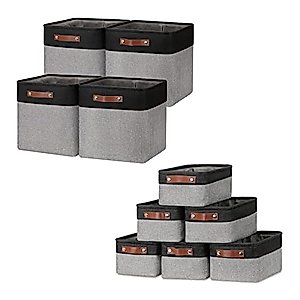 DULLEMELO Collapsible Bundle Baskets 4 Cube Baskets 13"x13"x13" + 6 Small Baskets 11.8"x7.9"x5.1"（Black&Grey)