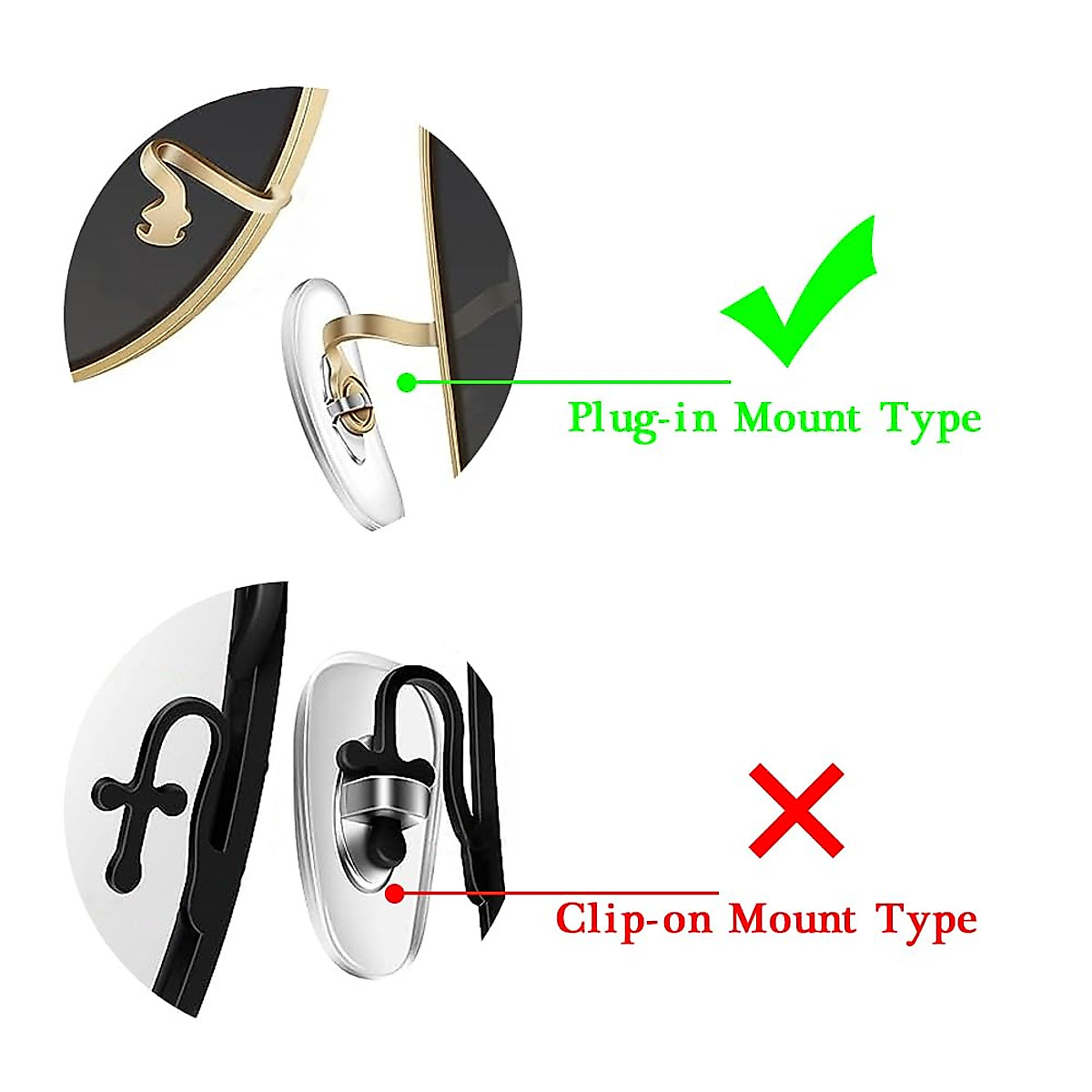 HiCycle2 16mm Clip-on Replacement 2PCS Nose Pads for RayBAN Aviator RB3025 3447 Sunglasses Repair Kits，Clear