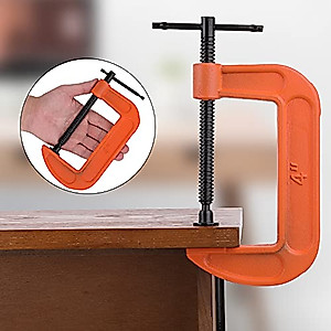 2 Pack 4 Inch C-Clamp Set, Heavy Duty G Clamps with 4-Inch Jaw Opening Sliding T-Bar Handle, Industrial Strength 4" C Clamps for Woodworking, Welding, Building