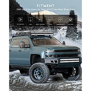 OCPTY Towing Mirrors Tow Mirrors Compatible with 2003-2006 for Chevy Silverado 1500/2500 HD/3500/Tahoe for GMC Sierra 1500/2500 HD/3500/Yukon XL with Black Turn Signal Power Heated Manual Folding