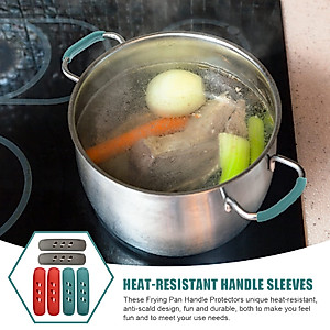 UPKOCH 24pcs Hot Handle Holder Silicone Assist Pan Handle Sleeve Pot Holders Heat-Resistant Cast Iron Skillets Handles Grip Covers for Skillets Frying Pans Casserole Gray Red and Green