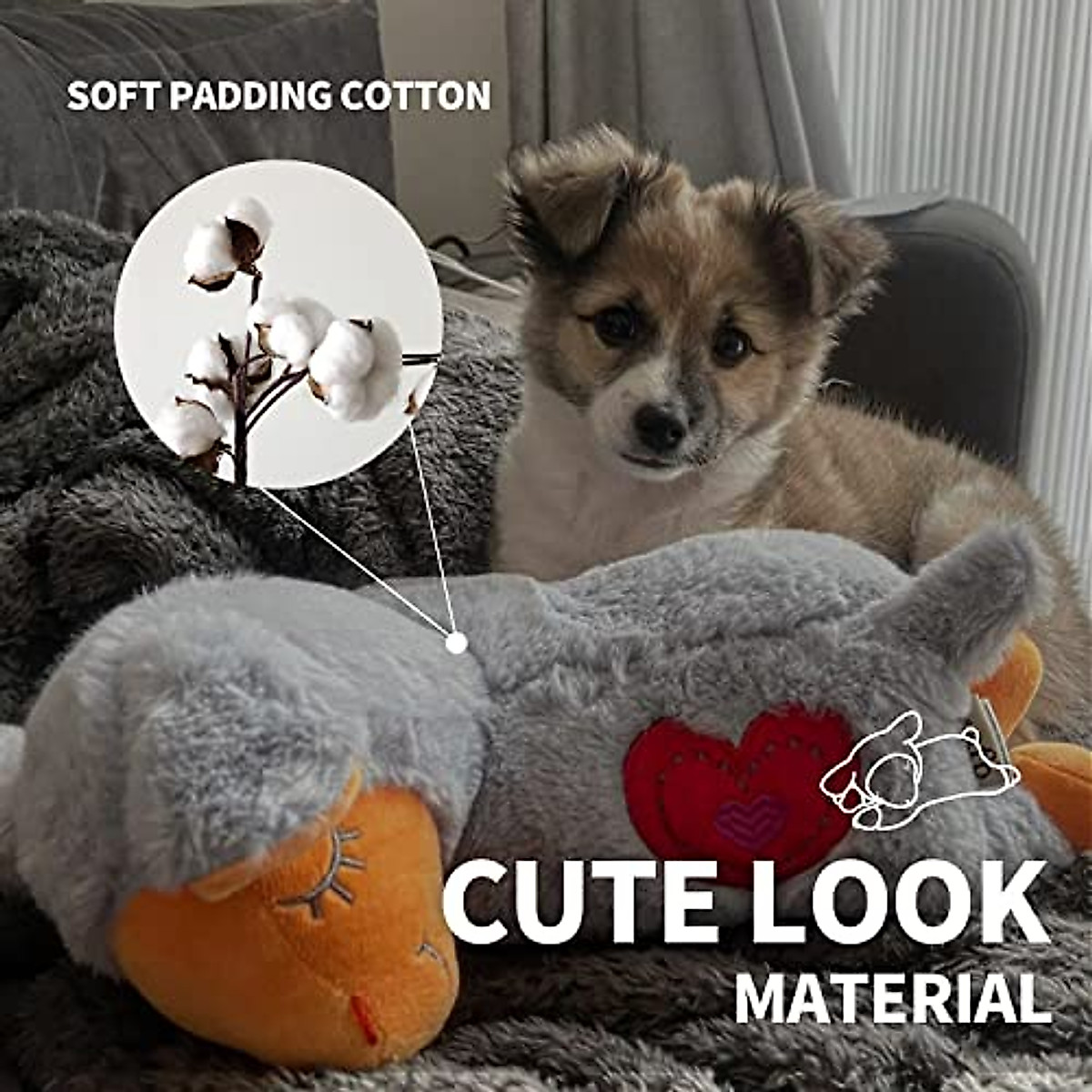 ALL FOR PAWS Heart Beat Dog Toy, Puppy Sleeping Buddy Cuddle Toy Dog Soothing Plush Toy, Crate Training Puppy Stuffed Animal Toys