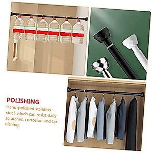 Vaguelly Telescopic Rod Hanging Coat Rack Wall Mounted Collapsible Wall Drying Rack Wall Mounted Holder Iron Pipe Brackets Curtain Rod Metal Pipe Bracket Nail-free Clothing Hanger Black