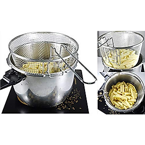 9" Medium Stainless Steel Deep Fry Basket Round Wire Mesh French Chip Frying Serving Food Presentation Tableware With Detachable Handle Fit For Up To 5/6L Pot