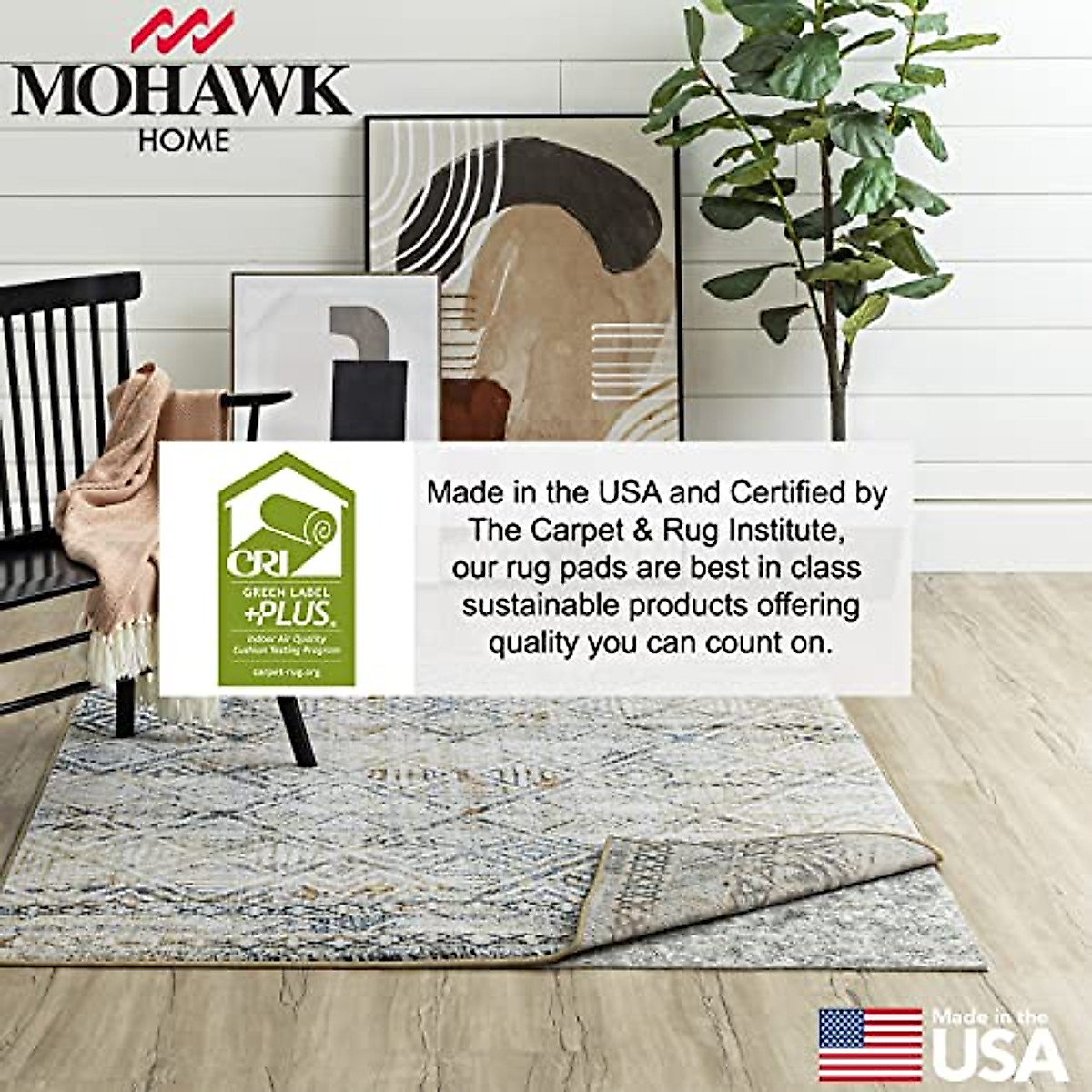Mohawk Home 6' x 9' 1/4 Rug Pad 100% Felt Protective Cushion, Premium Comfort Underfoot – Safe for All Floors
