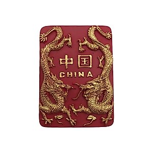 Chinese Dragon 3D Refrigerator Magnet China Souvenirs Sticker,Beautiful Myth China Fridge Magnet,Red Home and Kitchen Decoration