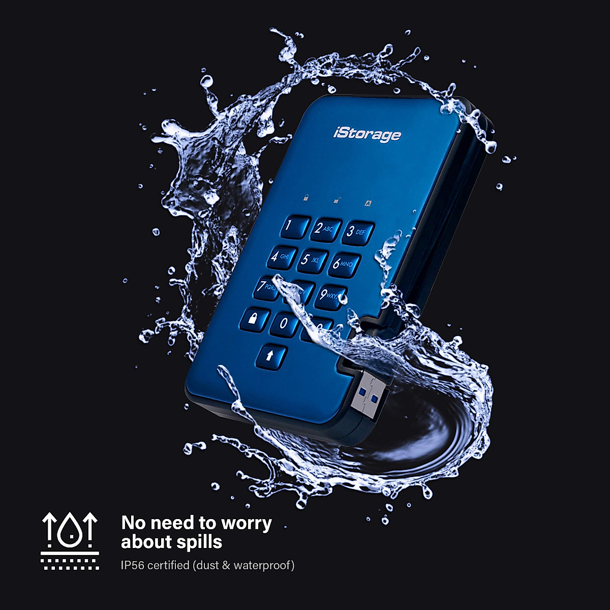 iStorage diskAshur2 SSD 8TB Blue | Secure portable solid state drive | Password protected | Dust & water resistant | Hardware Encryption