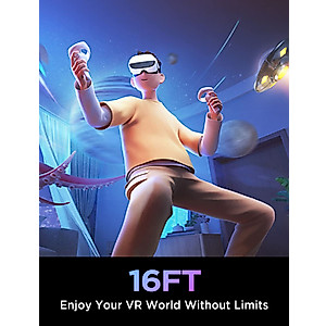 AINOPE Link Cable for Oculus Quest 2, 16FT VR Link Cable [Nylon Braided] 5Gbps High Speed Transfer & 3.1A Fast Charging, USB 3.0 to USB C Cable for Meta/Pico 4, VR Headset and Gaming PC