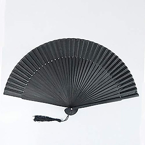 Decorative Folding Fans Oriental Handmade Portable Pocket Fan Chinese Style Handheld Fans Black Silk Fabric Bamboo Handheld Folding Fan Gift Hand Fan Vintage Style