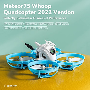 BETAFPV Meteor75 1S Micro FPV Whoop Drone Quadcopter for FPV Racing Freestyle Flight Indoor Outdoor Fly Up to 6 Minutes with F4 1S 5A Flight Controller 0802SE 19500KV Motor C03 Camera - Frsky