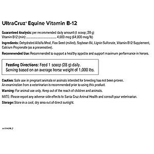 UltraCruz Equine Vitamin B-12 Supplement for Horses, 4 lb, Pellet (64 Day Supply)