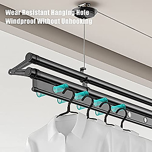 QQXX Ceiling-Mounted Lifting Drying Rack,Small Aluminum Alloy Pulley Single Rod Clothes Rack,Foldable Hand-Held Clothes Drying Rack for Bathroom Outdoor Balcony Balcony(2M(78.7in), Gold)
