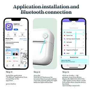 Sticker Printer, Mini Printer,Inkless Sticker Printer,Mini Sticker Printer,Compatible With IOS + Android for Learning Assistance, 3 Pcs sticker rolls, Study Notes, Memo, Fun, Work, Journal (White)