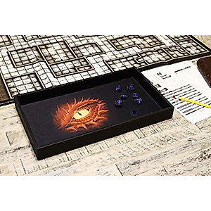 Forged Dice Co. Dice Tray 14" - Reversible Dice Rolling Mat - Compatible with Board Games and Tabletop RPGs Like Dungeons and Dragons Pathfinder Roleplaying Games - Red Dragon Eye