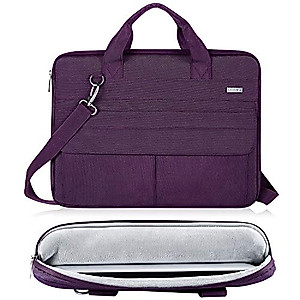 LANDICI Laptop Bag Case 17 17.3 inch for Women, Waterproof Computer Sleeve Cover Compatible with MacBook 17, 17-18 inch HP Acer Dell Lenovo ASUS Laptop, Slim Briefcase with Shoulder Strap, Purple