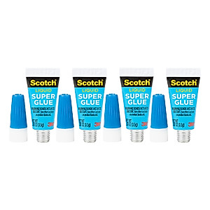 Scotch Super Glue Liquid, 4-Pack of Single-Use Tubes, .017 oz each, Fast Drying Liquid Formula (AD114)(packaging may vary)