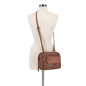 MultiSac Zippy Triple Compartment Crossbody Bag, Pecan Flowers