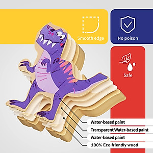 JACATO Wooden Stacking Dinosaur Toys for Kids 3-5, Wooden Montessori Toys for Boys Girls 2 3 4 Year Old, Dinosaur Toys Christmas and Birthday Gifts for Boys Girls 2-6