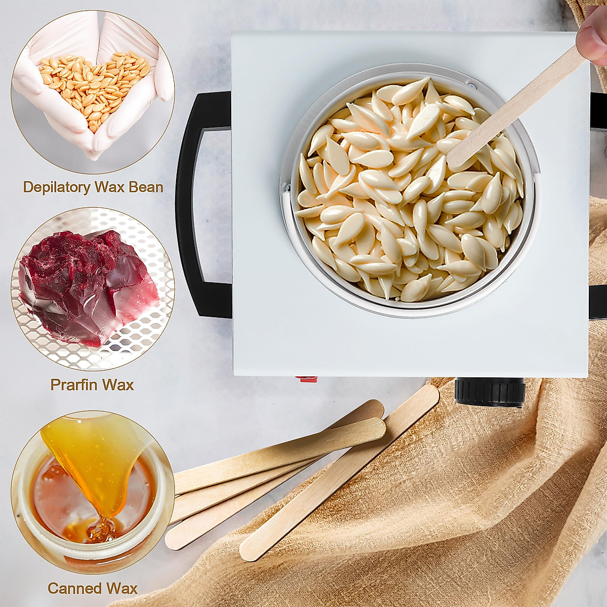 Podoy Wax Warmer for Hair Removal, Professional Single Wax Warmer Pot Melter, Adjustable Temperature, Compact and Portable, SPA Salon Equipment, 14 Ounce