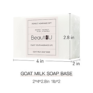 BEAUTI4U 2LB Soap Base - Goat Milk Soap Making Supplies With Soap Making - Melt And Pour Soap Base - Melt And Pour Soap - Soap Making Supplies - Organic Soap Base For Soap Making