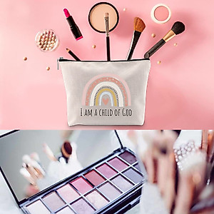 WCGXKO Religious Cosmetic Case 'I am a Child of God' for First Communion, Baptism Gifts, Travel, Organizer