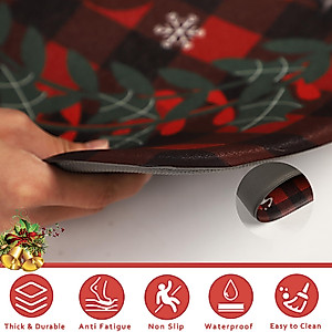Capslpad Buffalo Plaid Christmas Kitchen Rugs Set of 2 Snowman Santa Claus Xmas Kitchen Floor Mats Non Slip Anti Fatigue Kitchen Mats for Floor Merry Christmas Cushioned Kitchen Rug Holiday Decor