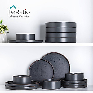 LERATIO Dinner Plates,Ceramic Dinner Plates Set of 6,10.75 inch Large ceramic plates,Modern Shape Dinnerware Dishes Set for Kitchen, Microwave & Dishwasher & Oven Safe-Coffee Rim