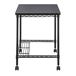 Safco Products Home Office Computer Wire Desk, Steel Frame, Melamine Top, Wheeled or Stationary Base, Great for Apartments and Dorms, Black