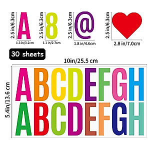 Bemeol 500 Pieces 30 Sheets Large Letter Stickers 2.5 Inch Alphabet Letter Stickers Self Adhesive Letters for Bulletin Board Mailbox Door Classroom Home