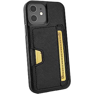 Smartish iPhone 12/12 Pro Wallet Case - Wallet Slayer Vol. 2 [Slim Protective Kickstand] Credit Card Holder (Silk) - Black Tie Affair