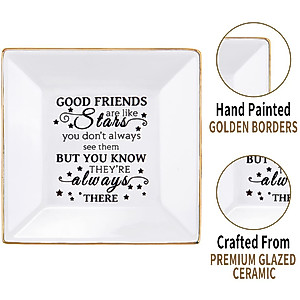 Kaidouma Friend Gifts for Women - Ceramic Ring Trinket Dish Jewelry Tray - Birthday Christmas Gifts for Her Best Friends Female - Friendship Gifts for Women Friends - Good Friends are Like Stars Gift