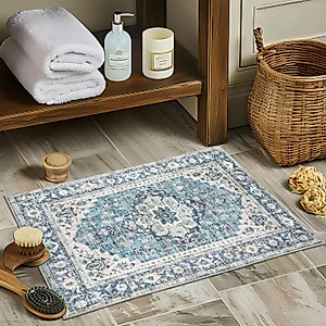 KONYXALU Washable Rugs 2x3 - Oriental Entryway Rugs Non Slip Small Area Rug Aesthetic Distressed Door Mat Boho Bathroom Low-Pile Floor Carpet for Indoor Front Entrance Kitchen Bedroom