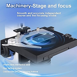 Poothoh Compound Trinocular Microscope, 40X-5000X Magnification, Research Grade Professional Microscope with USB Camera and Mechanical Stage, Microscope for Adults (SMXWJ-05)