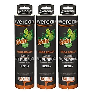 Evercare 10” Mega All-Purpose Pet Hair Lint Roller Refills, 3 Pack, 50 Sheets Each, Gain Scented – Sticky Roller for Pet Hair, Cat & Dog Hair Remover, Lint Remover for Furniture, Clothing & Cars