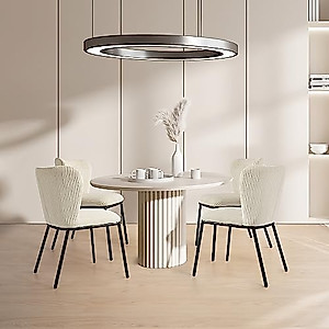 SIMTONAL Kitchen Chairs Set of 6, Mid Century Modern Dining Chairs, Beige