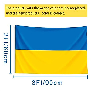 Ukraine Flag 2x3ft Double Sided Ukrainian National Flags Banner,Polyester with Two Brass Grommets for Outdoor Indoor Decor
