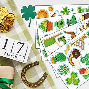 St.Patrick's Day Stickers Cute Shamrock Stickers Beer Party Decoration Sticker Irish Day Cake Baking Decoration Gold Coins Labels Stickers