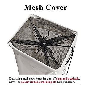 Haundry 86L Large Collapsible Laundry Hamper with Wheels, Rolling Large Clothes Hamper Basket, Wheeled Dirty Clothes Storage Bin, Beige