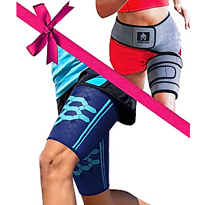 Sparthos Thigh Compression Sleeves [Cobalt Blue - Small] x Hip Brace [Right Leg]