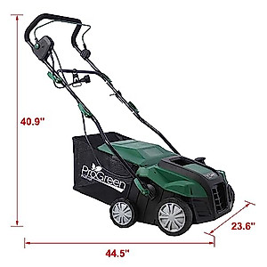 2 in 1 Walk Behind Scarifier, Garden Scarifier, 16INCH Dethatcher Corded Electric Scarifier, 15 Amp Electric Lawn Dethatcher, Removable Collection Bag Extra Large 58QT